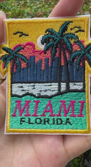 Miami Travel Embroidered Patch – Iron On / Sew On 🧵 – AMOEMBROIDERY
